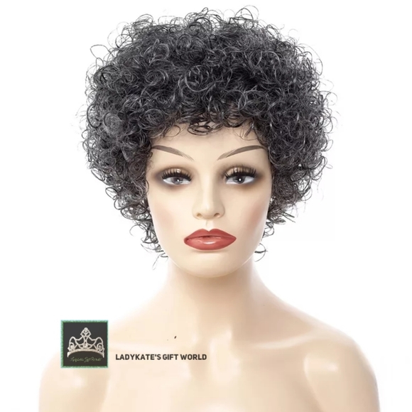 Hair | Kinky Curly Afro Mixed Gray 6inch Short Wig | Poshmark